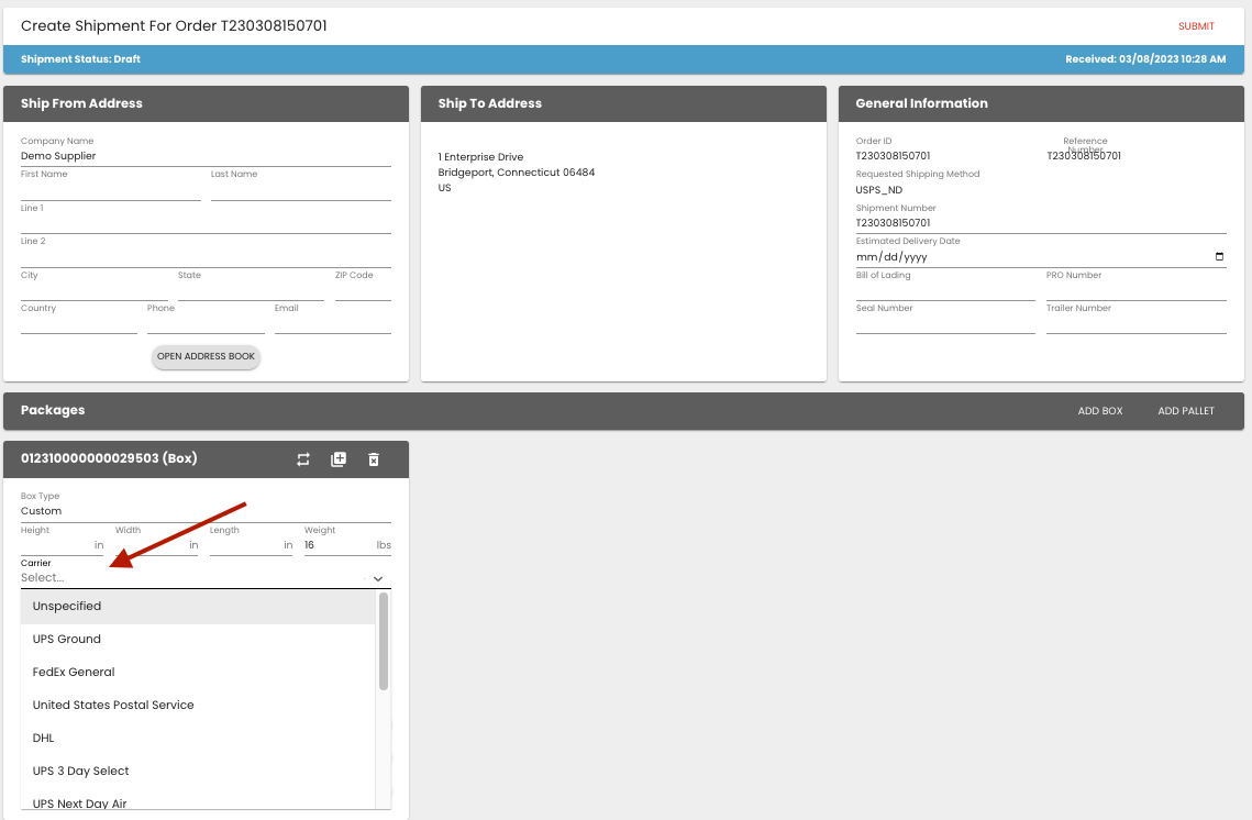 Creating a Shipment – Victoria's Secret