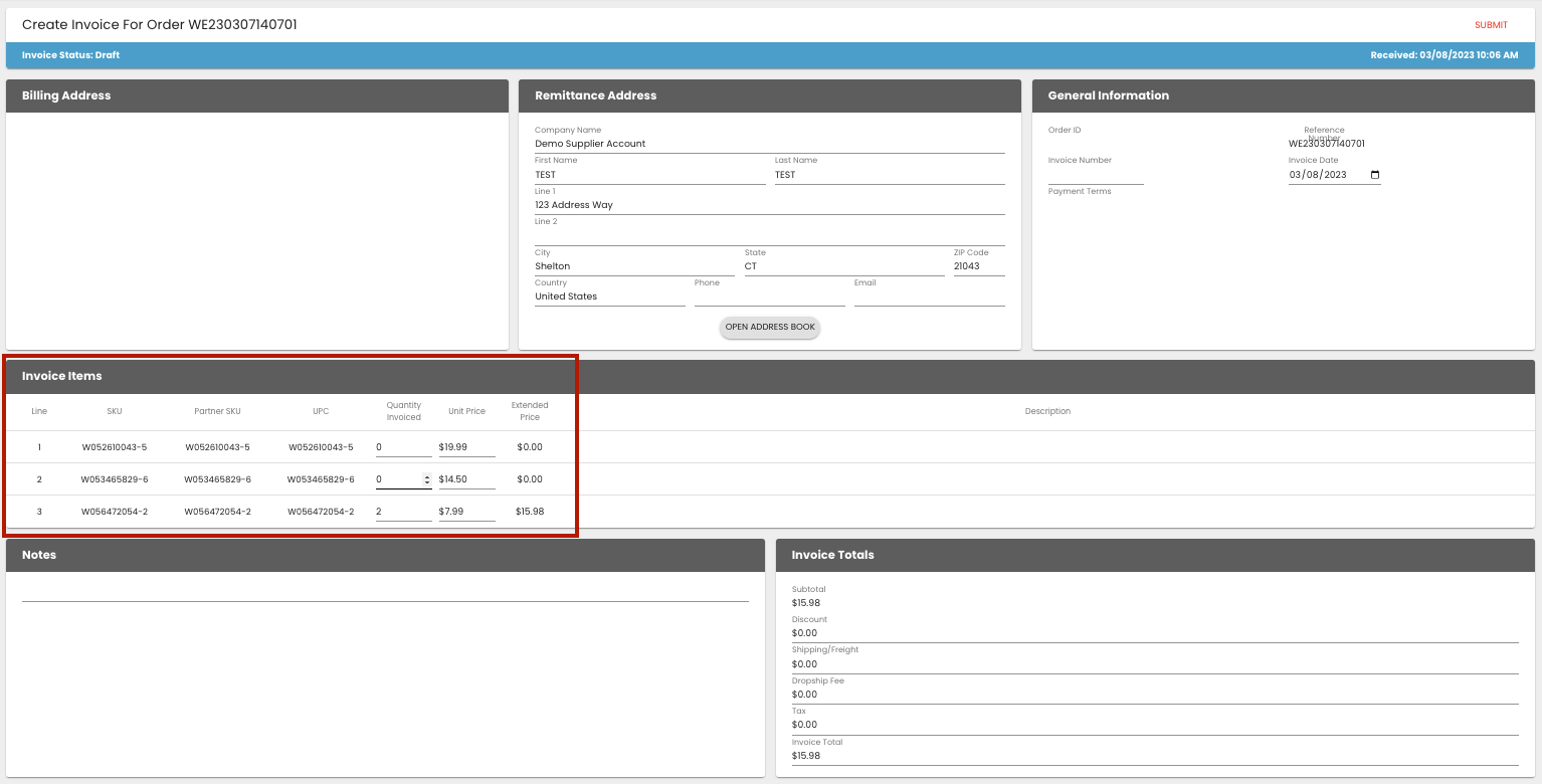 Creating an Invoice – Victoria's Secret